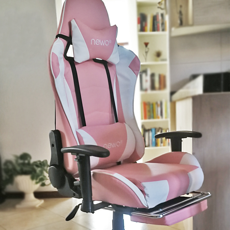 NEWO Silla Gamer Ergonómica con apoya pies rosada | falabella.com